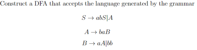 Solved Construct A Dfa That Accepts The Language Generated 