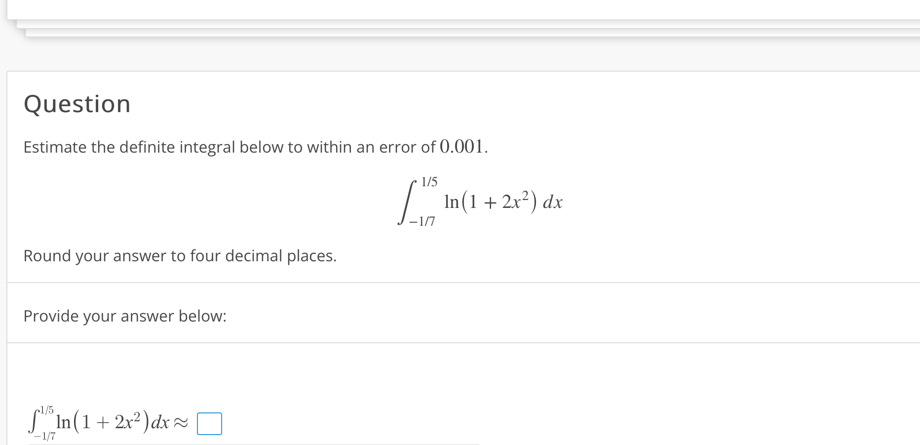 Solved Estimate the definite integral below to within an | Chegg.com