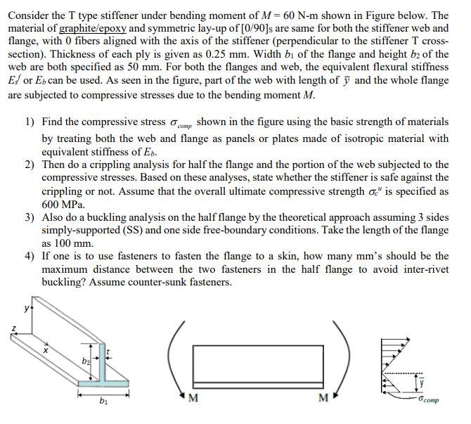 Solved Consider the T type stiffener under bending moment of | Chegg.com