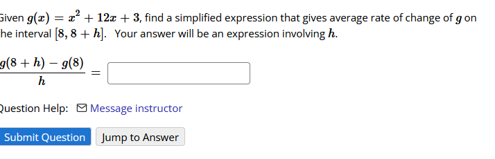 Solved Given g(x)=x2+12x+3, find a simplified expression | Chegg.com