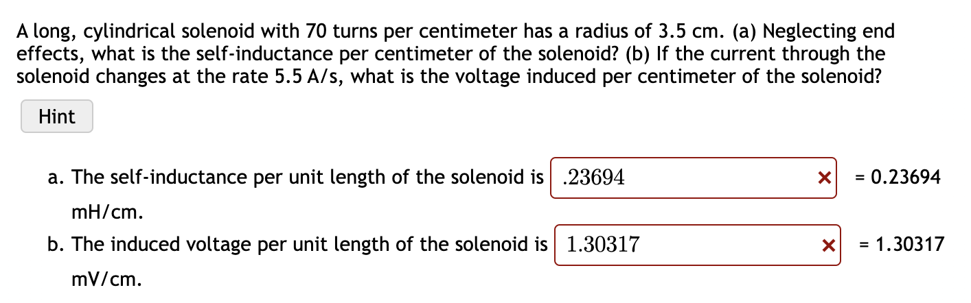 Solved A long, cylindrical solenoid with 70 ﻿turns per | Chegg.com