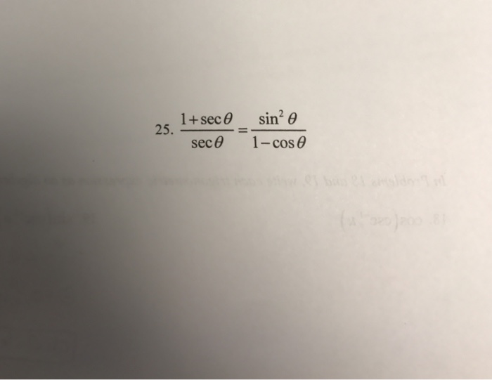 Solved Establish the identity 1 + sec theta/sec theta = | Chegg.com