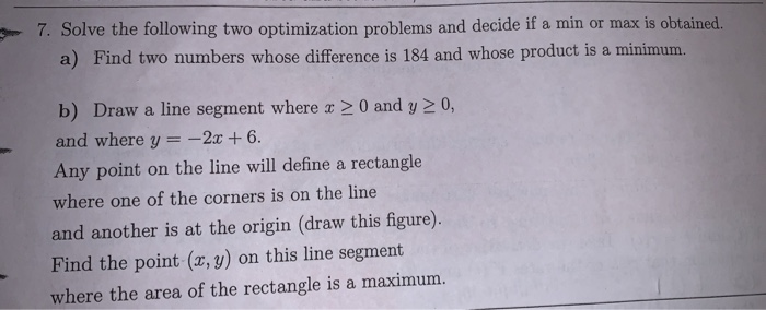 Solved 7. Solve the following two optimization problems and | Chegg.com