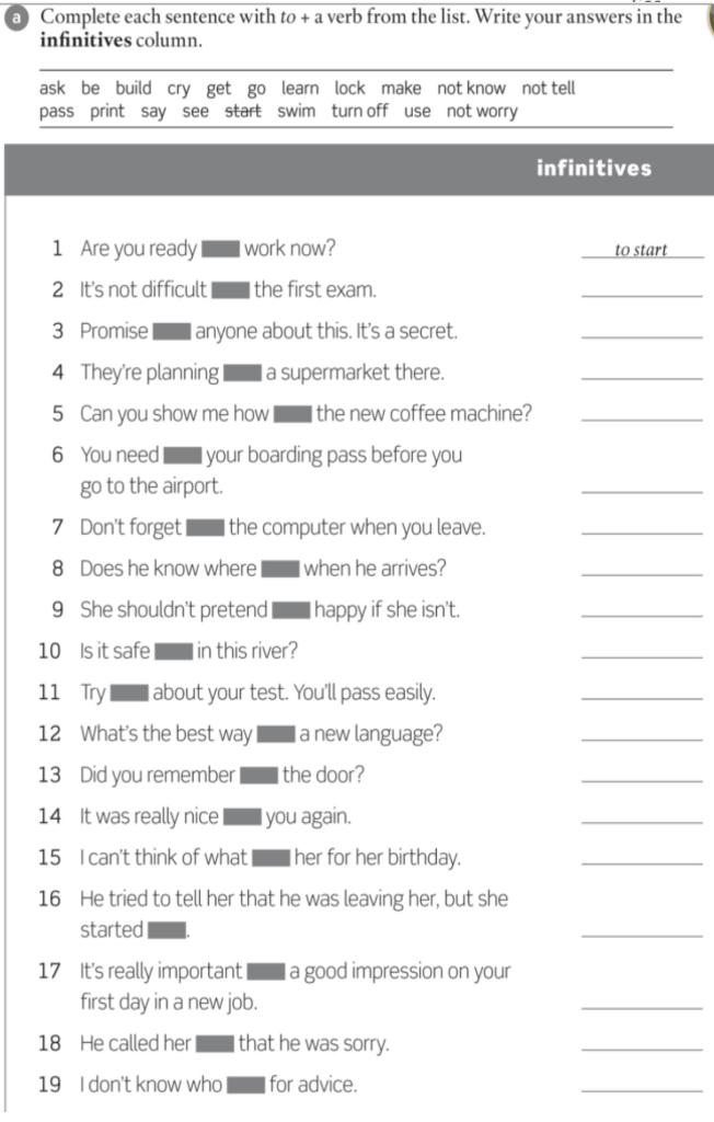 Complete Each Sentence With To A Verb From The Chegg