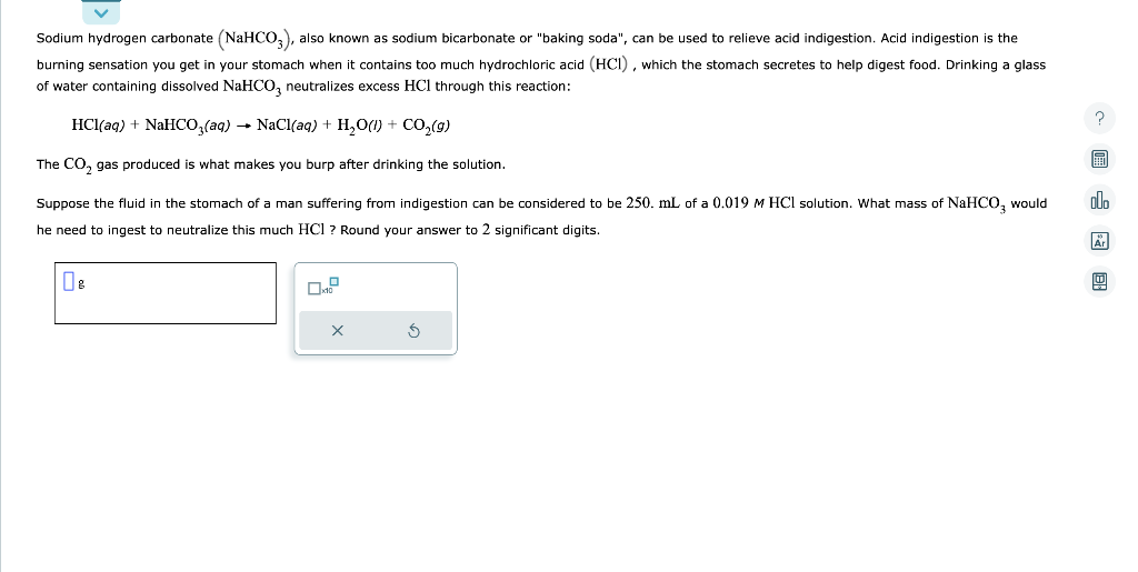 Solved Sodium hydrogen carbonate (NaHCO3), also known as | Chegg.com