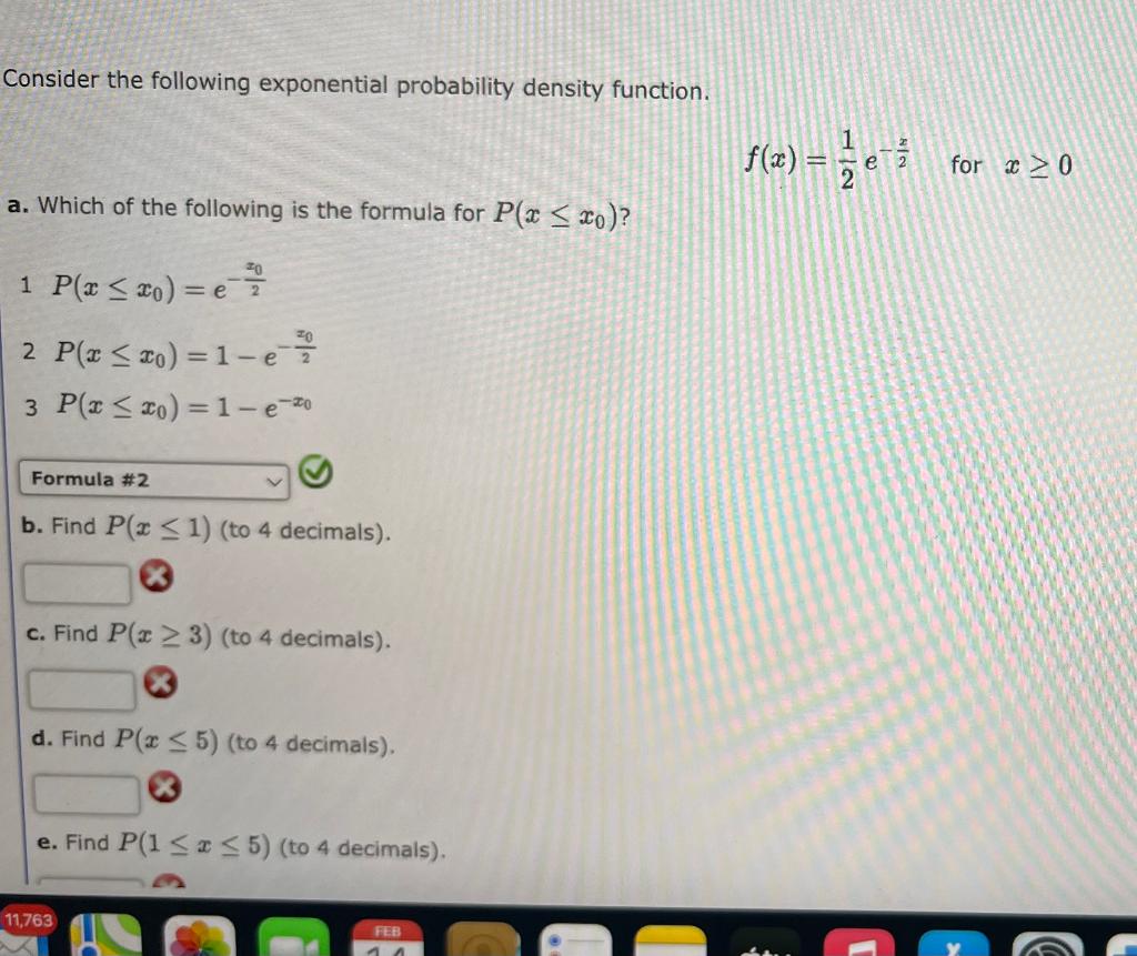 Solved Consider the following exponential probability | Chegg.com
