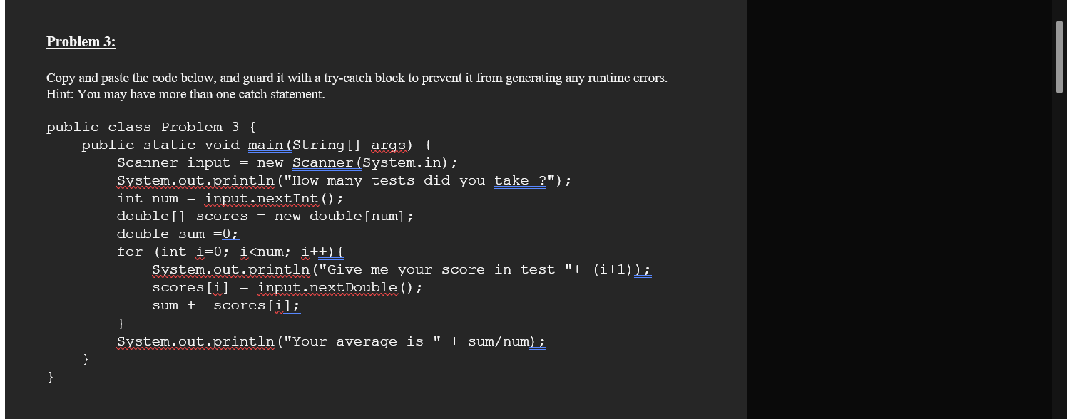 Solved Problem 3: Copy and paste the code below, and guard | Chegg.com