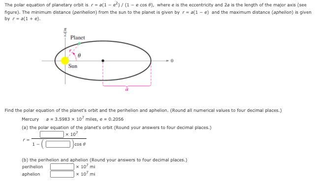 Solved The polar equation of planetary orbit is r = | Chegg.com