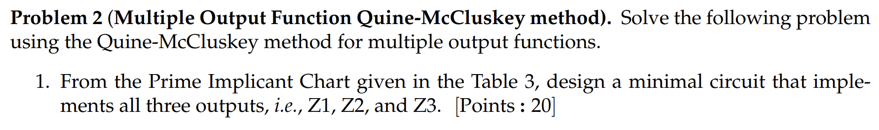 Problem 2 (Multiple Output Function Quine-McCluskey | Chegg.com