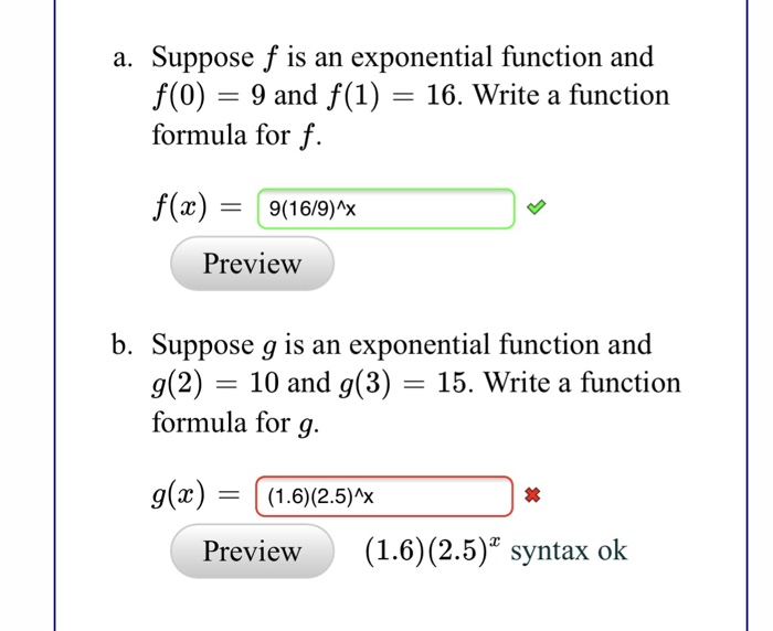 Solved a. Suppose f is an exponential function and f(0) 9 | Chegg.com