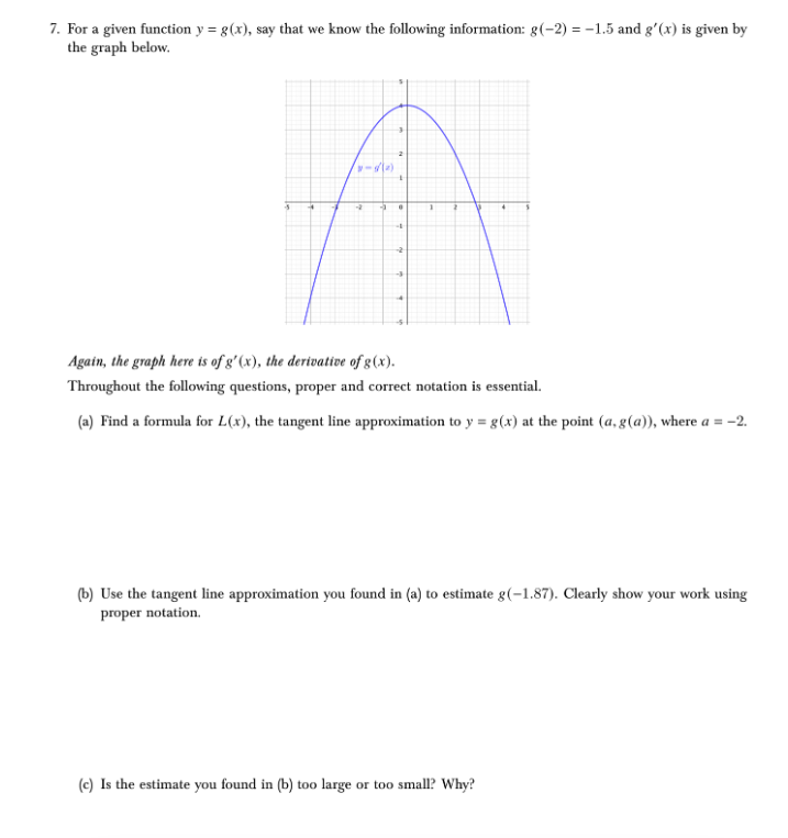7. For a given function y=g(x), say that we know the | Chegg.com