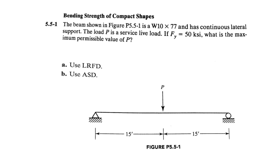 Solved Bending Strength of Compact Shapes 5.5-1 The beam | Chegg.com
