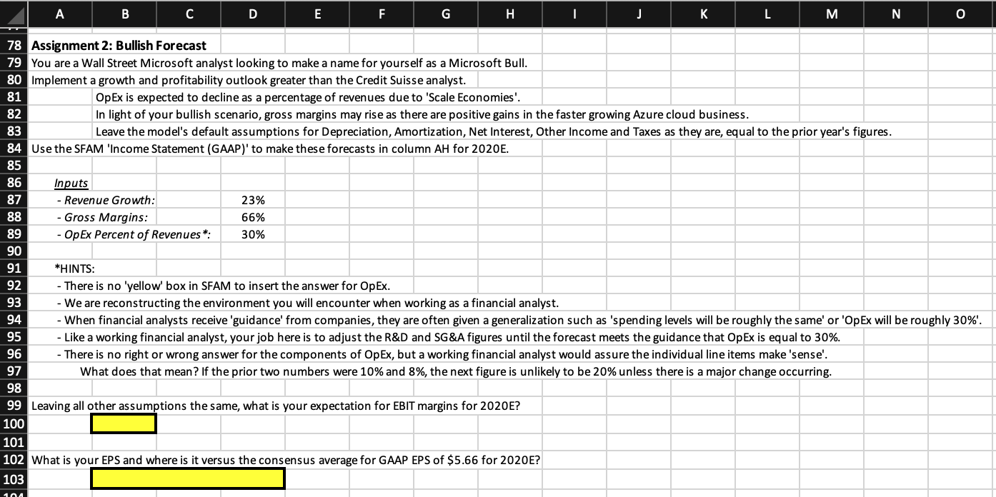 Please provide a formula for cell B100, and choose an | Chegg.com