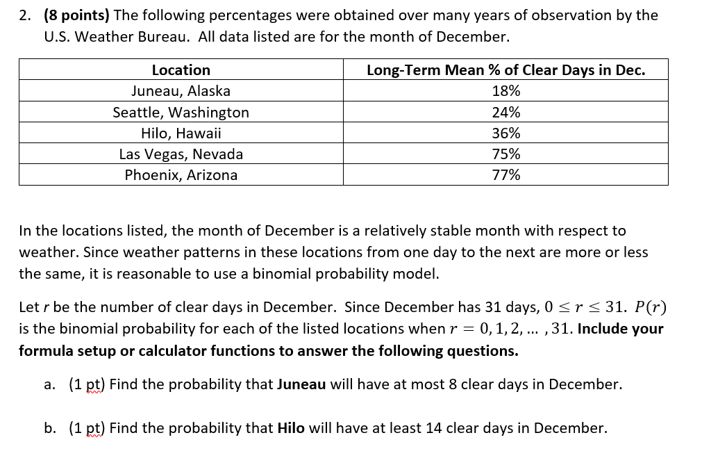 Solved 2. (8 points) The following percentages were obtained | Chegg.com