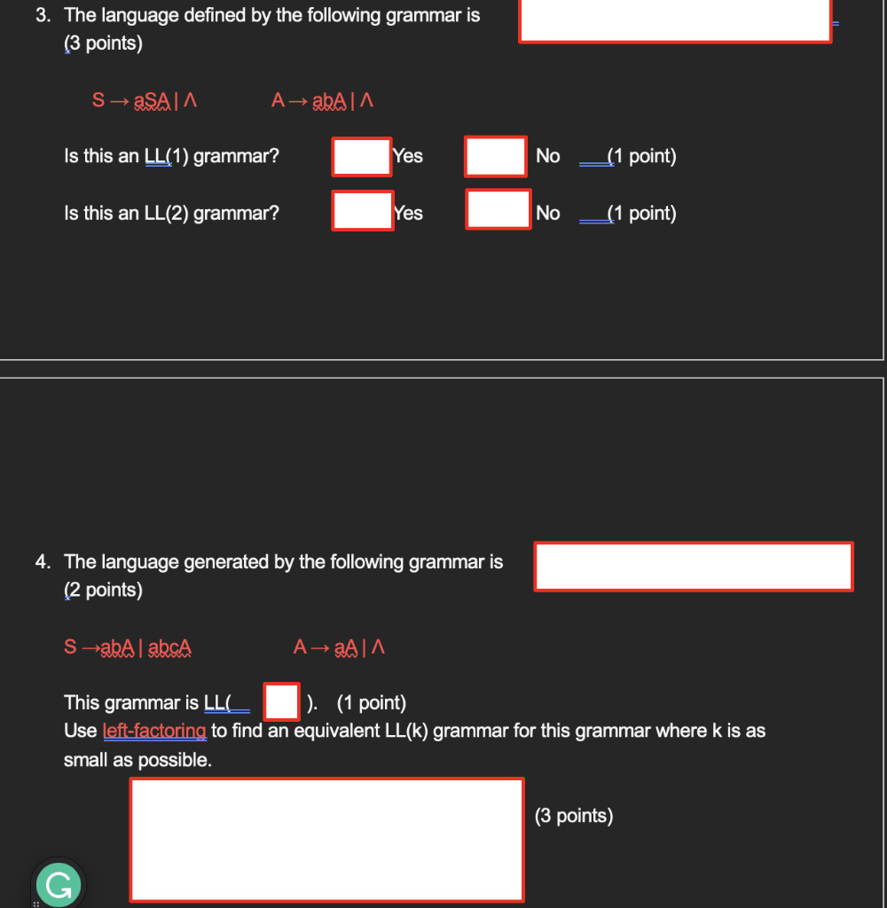 Solved 3. The language defined by the following grammar is | Chegg.com