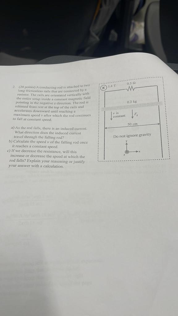 Solved 2. (20 points) A condueting rod is attached to two | Chegg.com