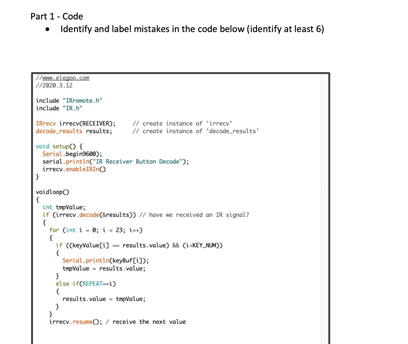 Solved //www. ﻿elegoo.com??2020.3.12include | Chegg.com