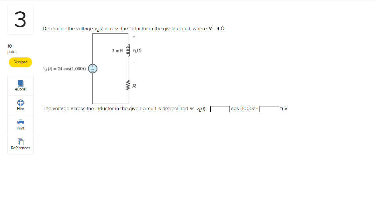 Solved Determine the voltade vl(t) across the inductor in | Chegg.com