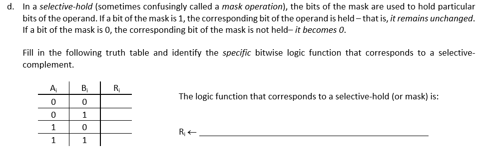 Solved In a selective operation, a special operand called a | Chegg.com