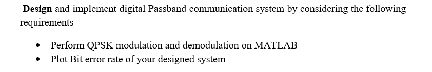 Solved Design And Implement Digital Passband Communication