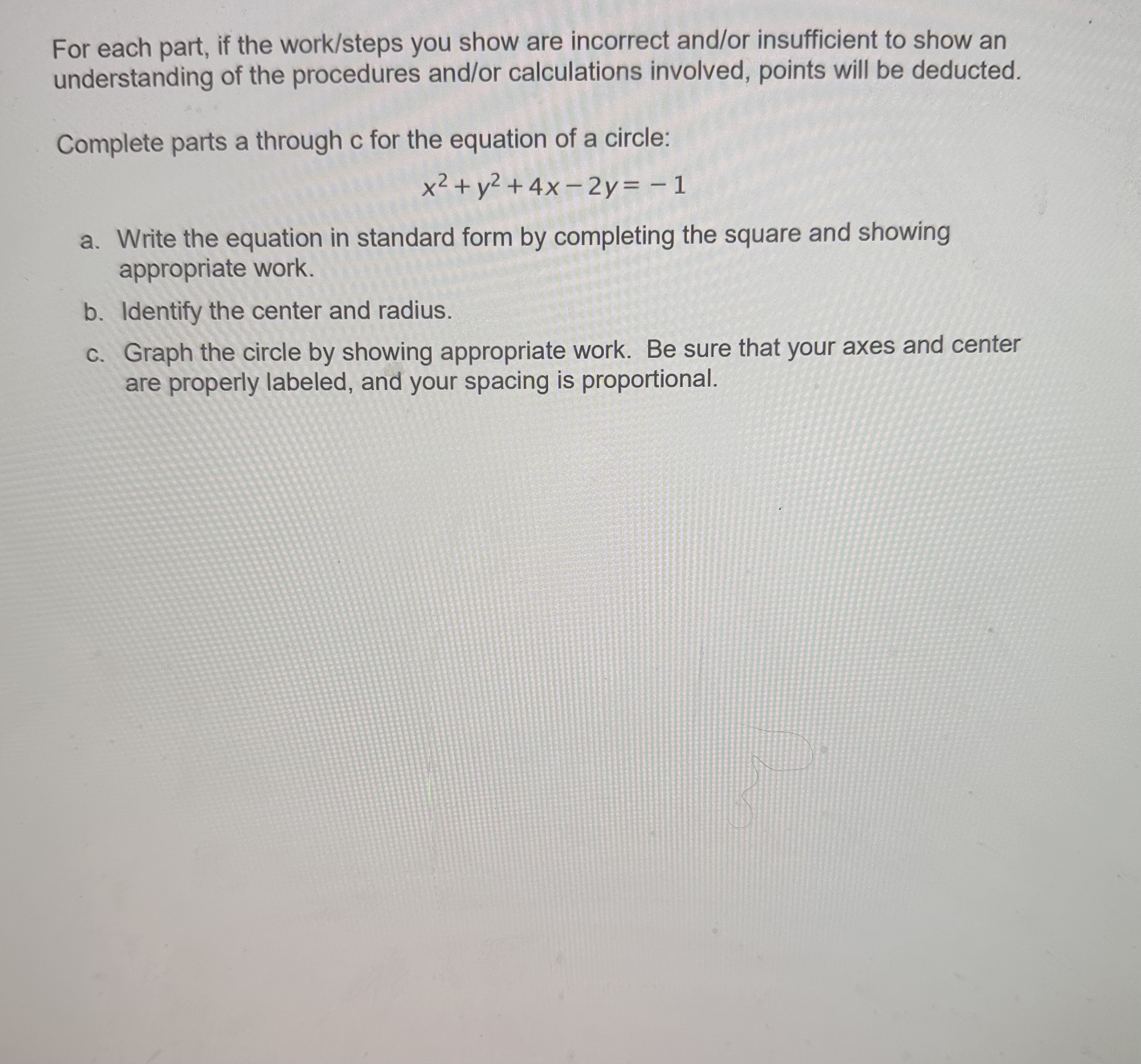Solved For each part, if the work/steps you show are | Chegg.com