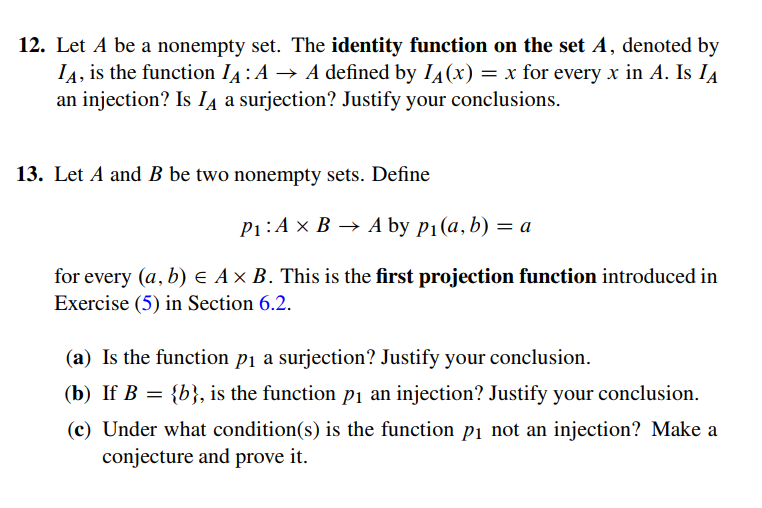 Solved 12. Let A be a nonempty set. The identity function on | Chegg.com