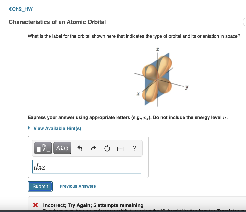 Solved Characteristics of an Atomic Orbital What is the | Chegg.com