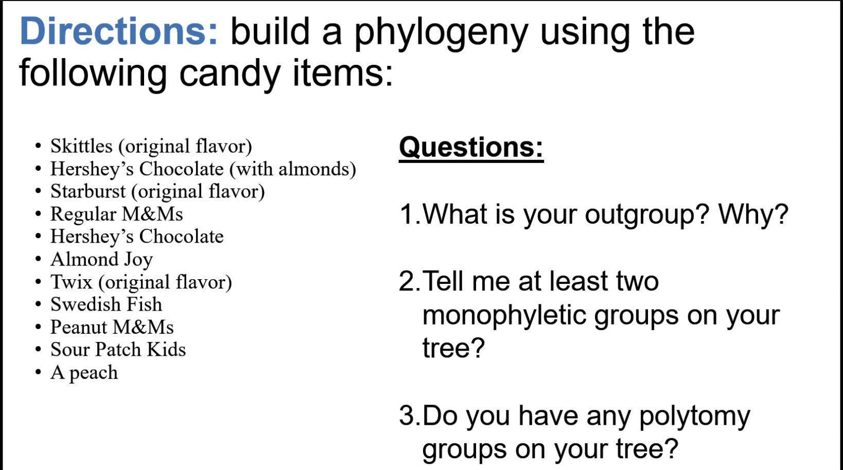 Solved Directions: build a phylogeny using the following | Chegg.com