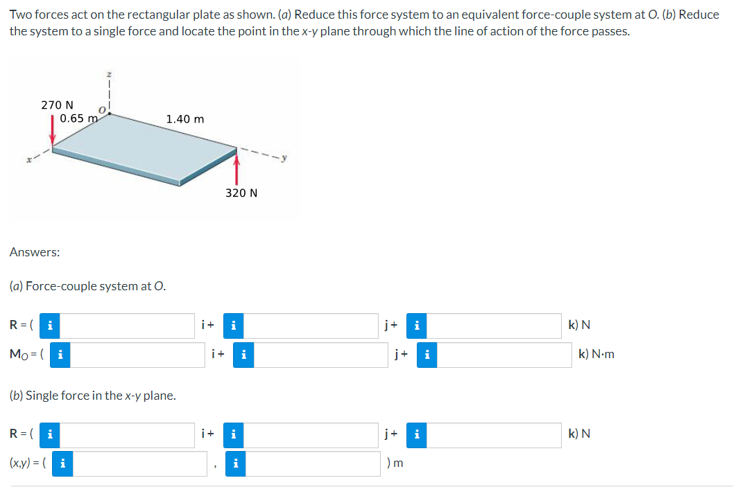 Solved Two forces act on the rectangular plate as shown. | Chegg.com