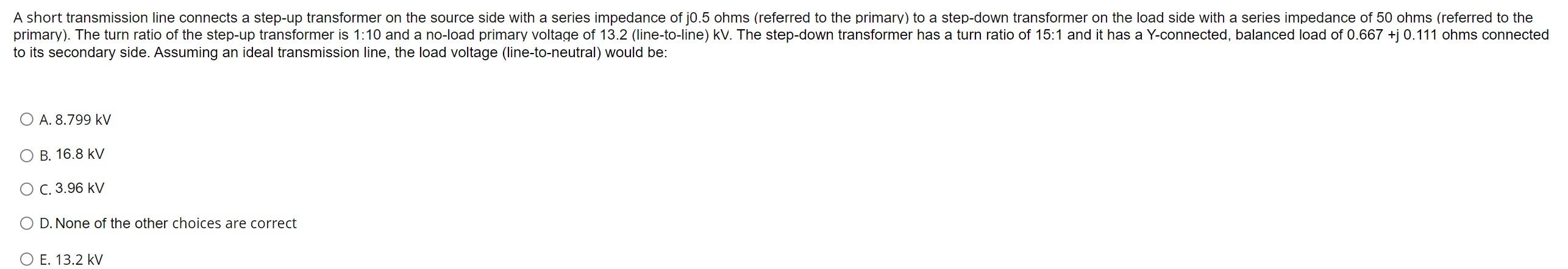 Solved A short transmission line connects a step-up | Chegg.com