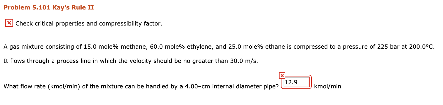 Solved Problem 5.101 Kay's Rule II * Check critical | Chegg.com