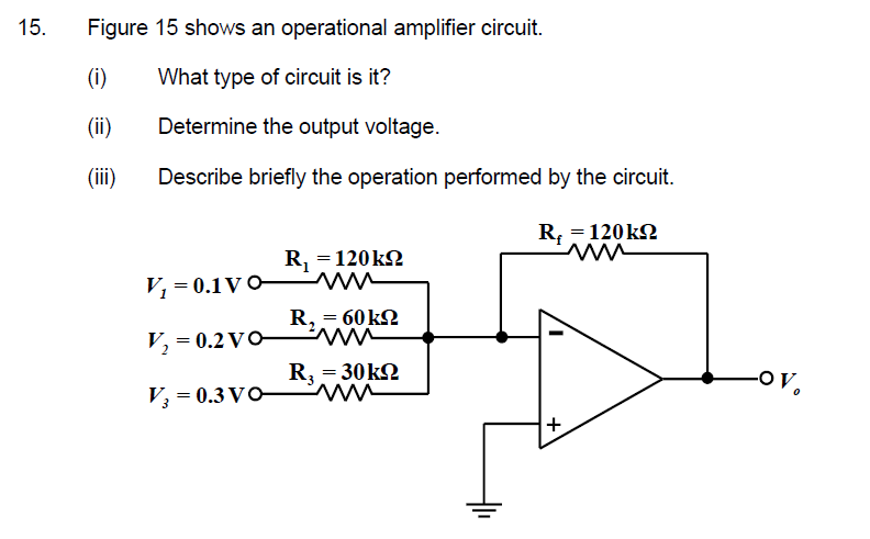 Solved 5. Figure 15 shows an operational amplifier circuit. | Chegg.com