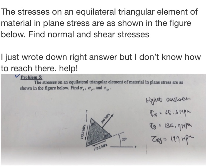 Solved The stresses on an equilateral triangular element of | Chegg.com