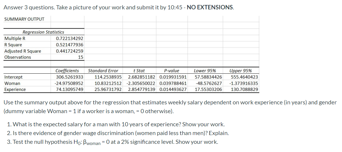 Solved Answer 3 questions. Take a picture of your work and | Chegg.com