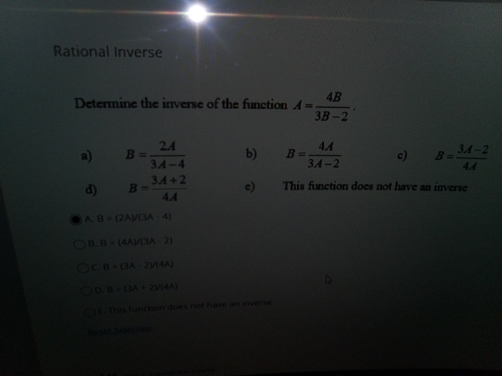 Solved Rational Inverse 4B Determine the inverse of the | Chegg.com