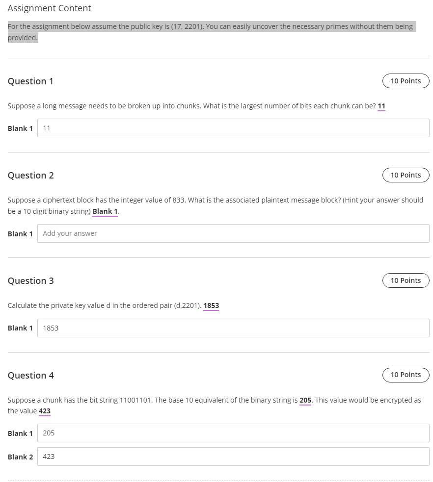Solved Assignment ContentFor the assignment below assume the | Chegg.com