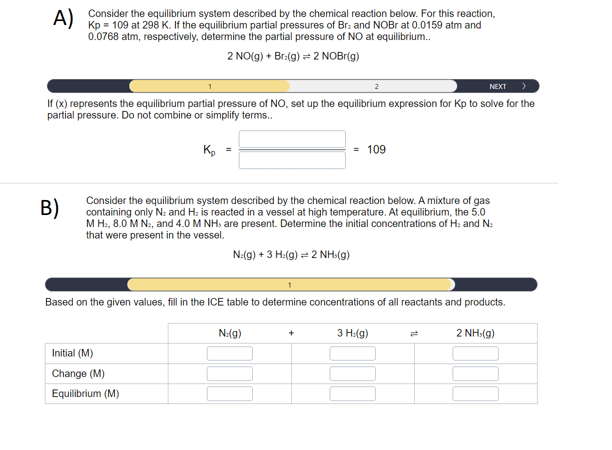 Solved A) Consider the equilibrium system described by the | Chegg.com