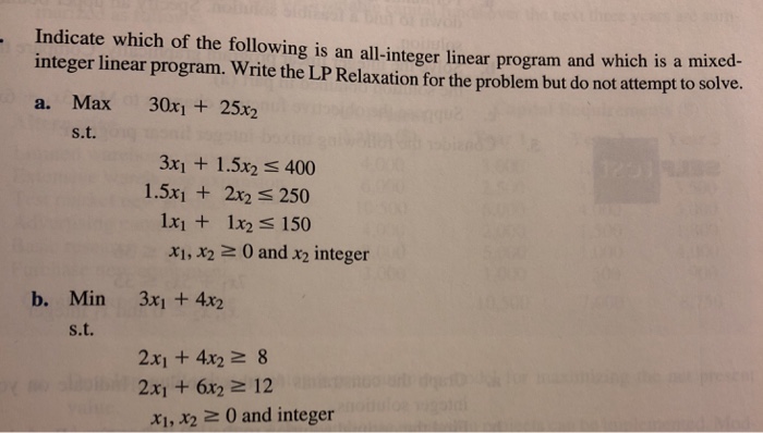 Solved Indicate which of the following is an all-integer | Chegg.com
