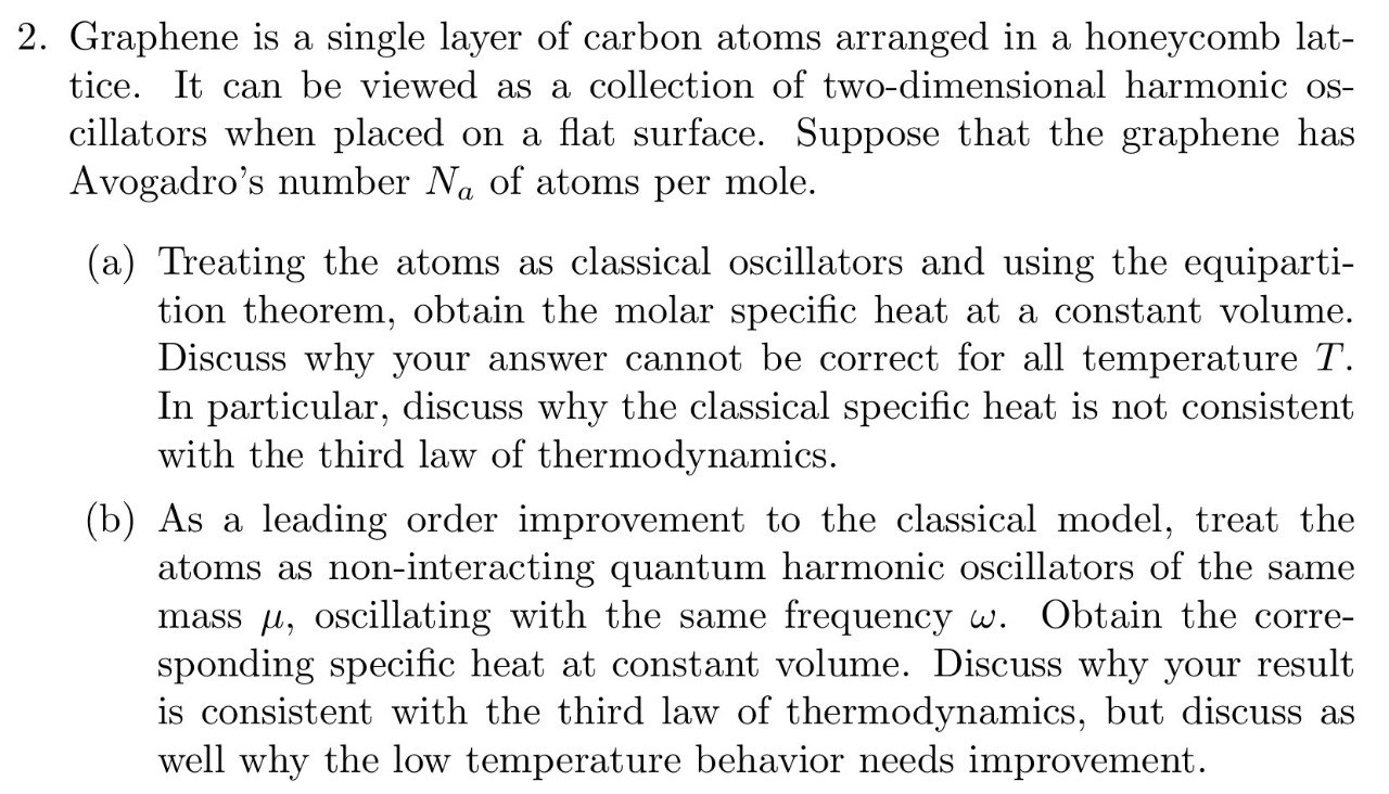Solved statistical mechanics / ﻿thermodynamics 2. ﻿Graphene | Chegg.com