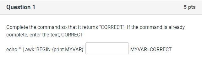 Solved Complete the command so that it returns "CORRECT". If | Chegg.com