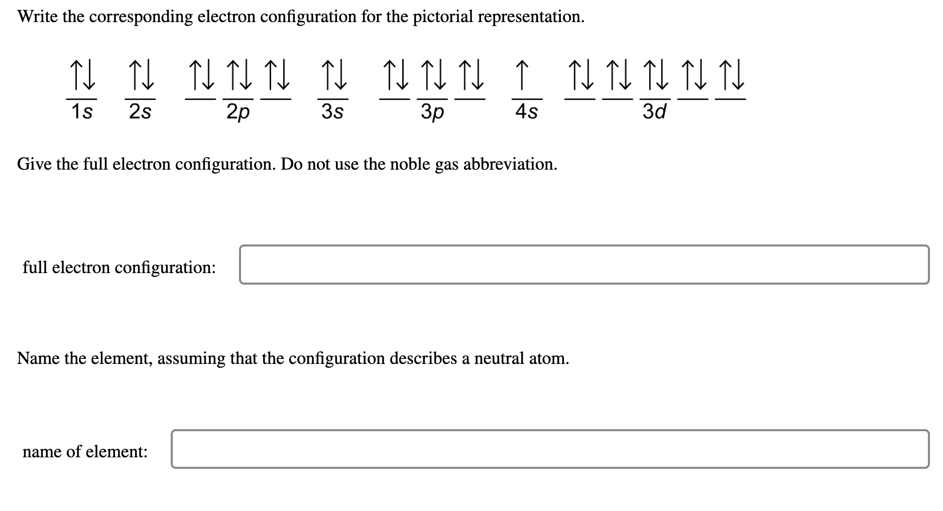 Solved Write the corresponding electron configuration for | Chegg.com