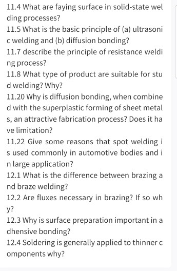 Solved 11.4 What are faying surface in solid-state wel ding | Chegg.com