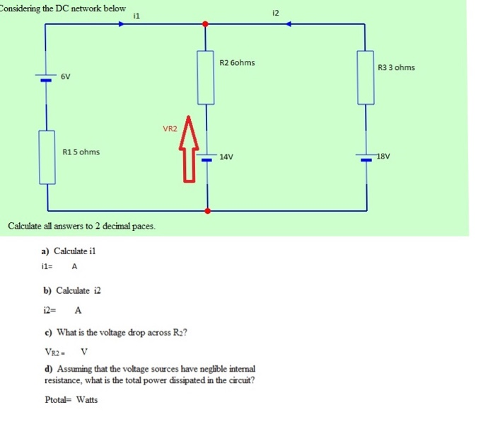 Solved onsidering the DC network below i1 12 R2 6ohms R3 3 | Chegg.com