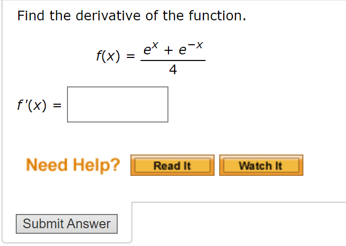 Solved Find the derivative of the | Chegg.com