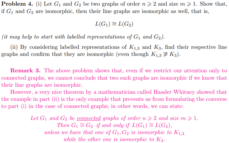 Solved Problem 4. (i) Let G1 and G2 be two graphs of order n | Chegg.com