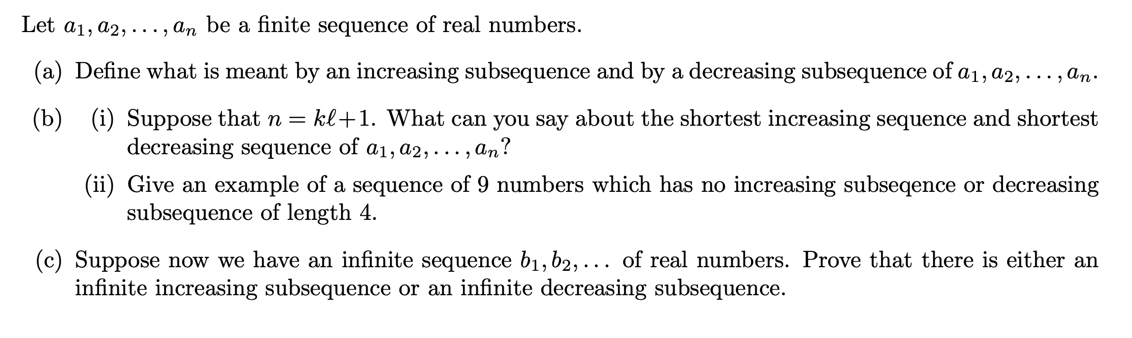 Solved Let al, 22, ..., An be a finite sequence of real | Chegg.com