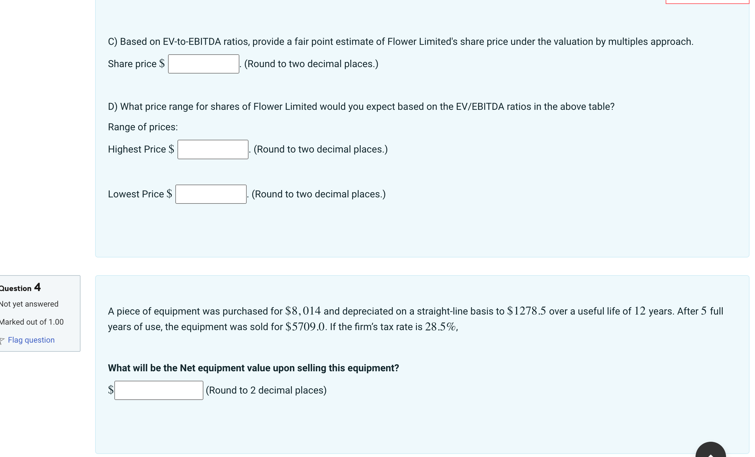 Solved C) Based on EV-to-EBITDA ratios, provide a fair point | Chegg.com