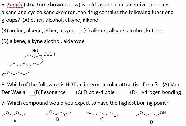 Solved 5. Enovid (structure shown below) is sold as oral | Chegg.com