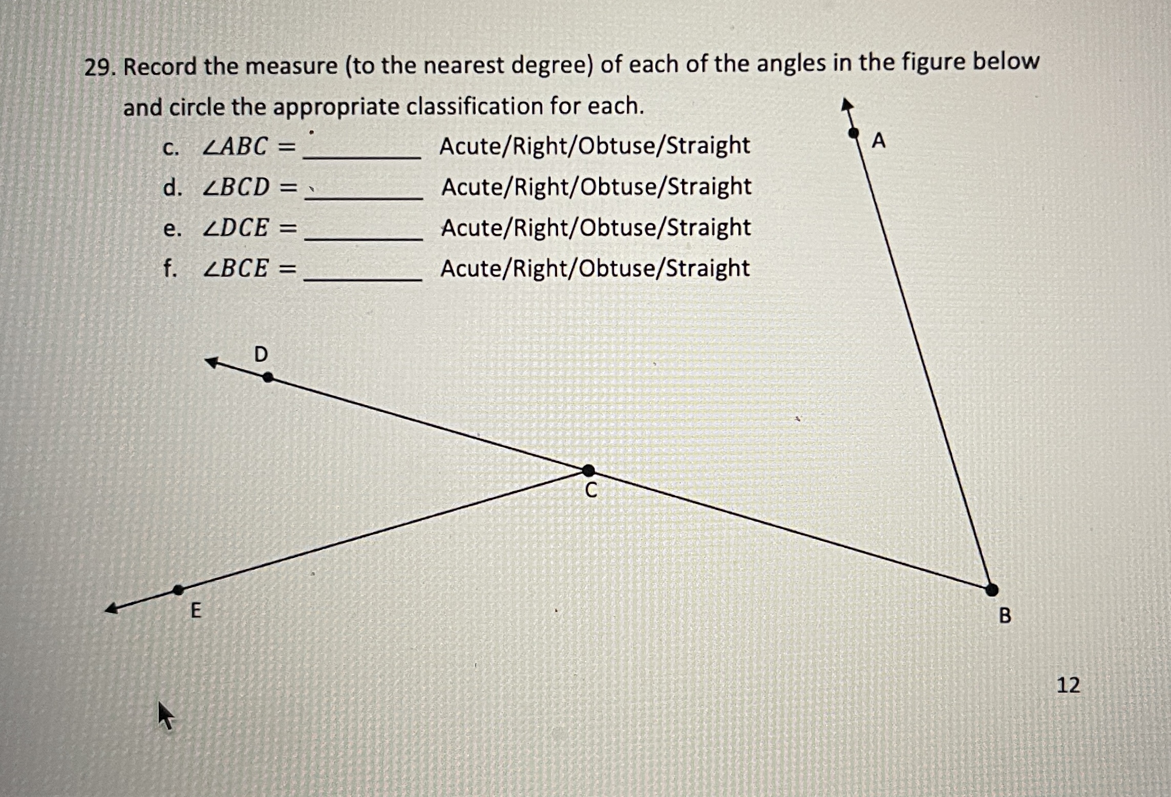 Solved Record the measure (to ﻿the nearest degree) of ﻿each | Chegg.com