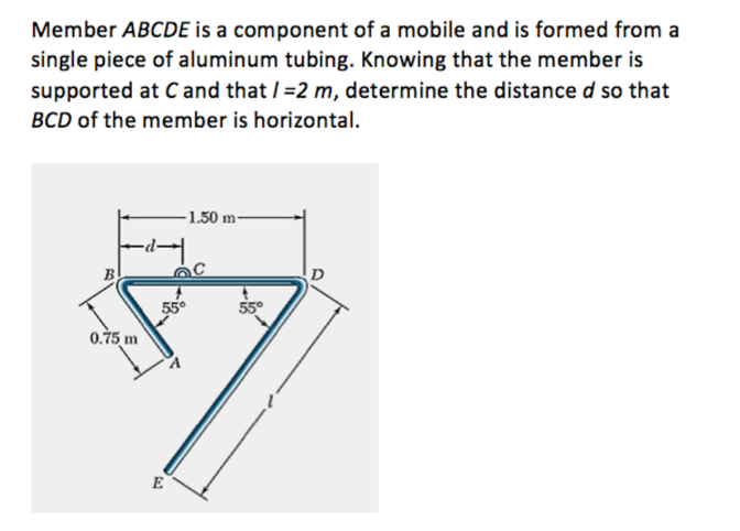 Solved Member ABCDE is a component of a mobile and is formed | Chegg.com